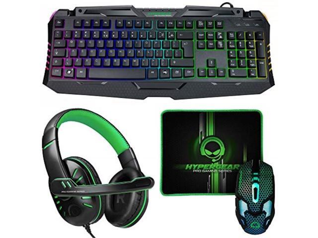 hypergear 4in1 gaming kit fullsized rgb backlit keyboard + ergonomic ...