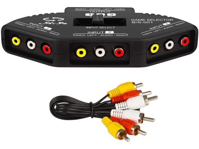 RCA Splitter with 3-Input and 1-Output, Audio and Video RCA Switch Box ...