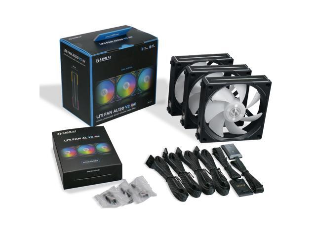 LIAN LI UNI Fan AL120 V2 RGB Black 3x 120mm Fan Pack with Controller ...