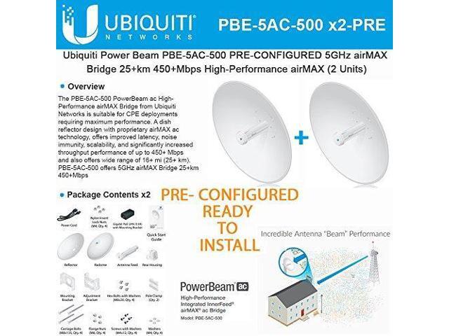 Ubiquiti PowerBeam PBE-5AC-500 2Units PRE-CONF 5GHz airMAX Bridge 25+km 450+Mbps - Newegg.com
