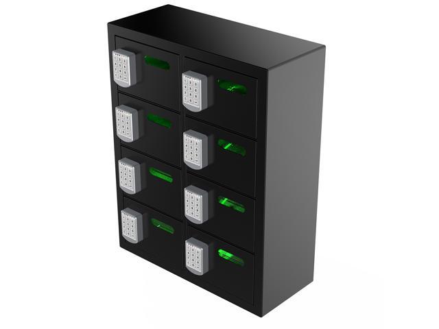 ChargeTech 8 Bay Secure Cell Phone Charging Locker, (16) Braided Cables ...