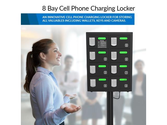 ChargeTech 8 Bay Secure Cell Phone Charging Locker, (16) Braided Cables ...