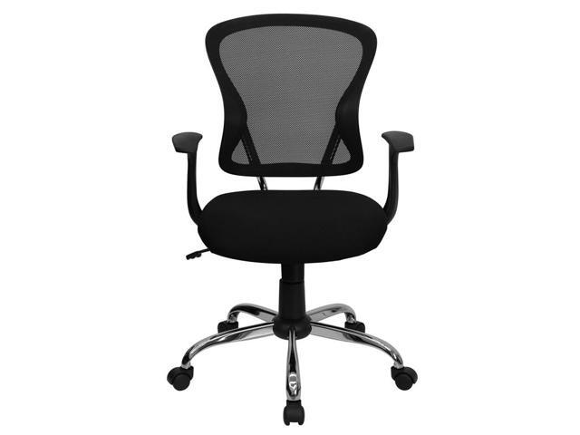 Mid-Back Black Mesh Swivel Task Chair with Chrome Base and Arms ...