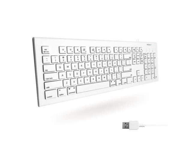 Macally Full Size USB Wired Keyboard for Mac and PC - Plug & Play Wired ...
