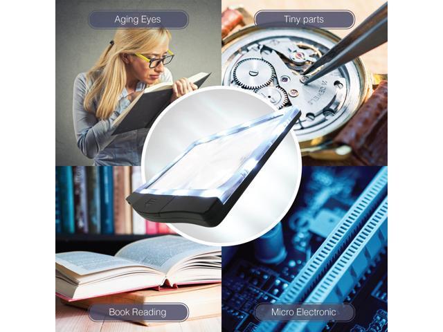 MagniPros 3X Large Ultra Bright LED Page Magnifier with 12 Anti-Glare ...
