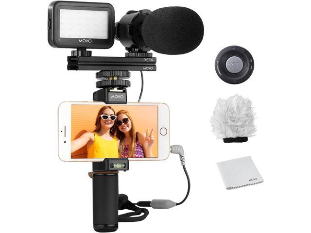 Movo Vlog Kit V7 - YouTube Starter Kit with Grip, Stereo Microphone ...