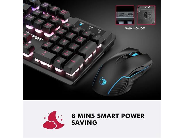 NPET S21 Wireless Gaming Keyboard and Mouse Combo, LED Backlit ...