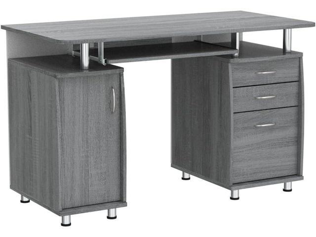 Pemberly Row 48" Wide Home Office Computer Desk in Gray with CPU ...