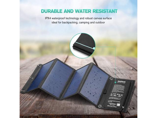 Nekteck 28W Solar Charger, Portable Solar Panel with 2 USB Port, IPX4 ...