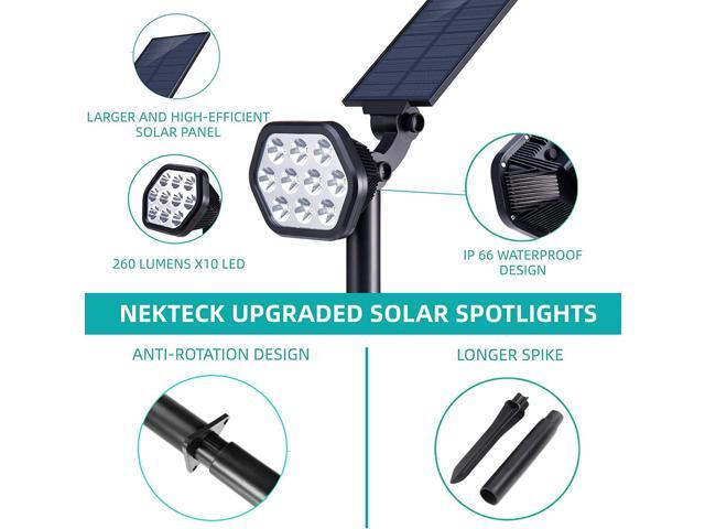 Nekteck Solar Lights Outdoor,10 LED Landscape Spotlights Solar Powered ...
