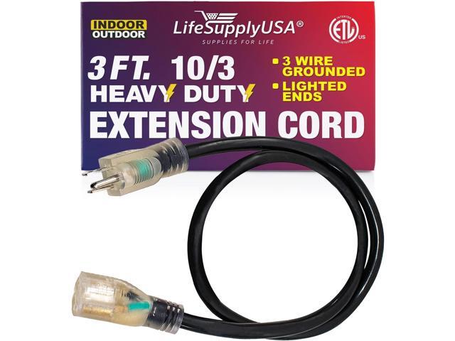 3FT Power Extension Cord Outdoor & Indoor - Waterproof Electric Drop ...