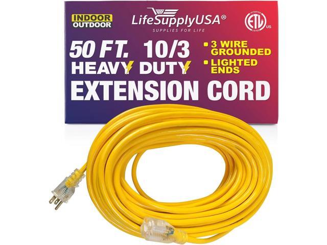 50FT Power Extension Cord Outdoor & Indoor - Waterproof Electric Drop ...