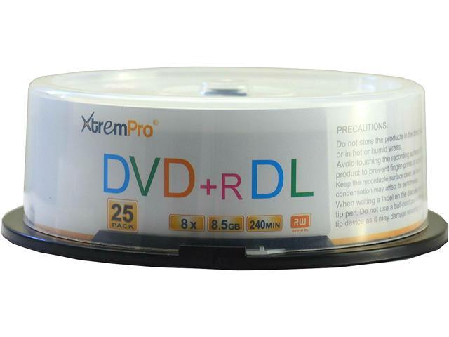 XtremPro DVD+R DL 8X 8.5GB 240Min Recordable & White Inkjet Printable Printable Double Layer DVD ...