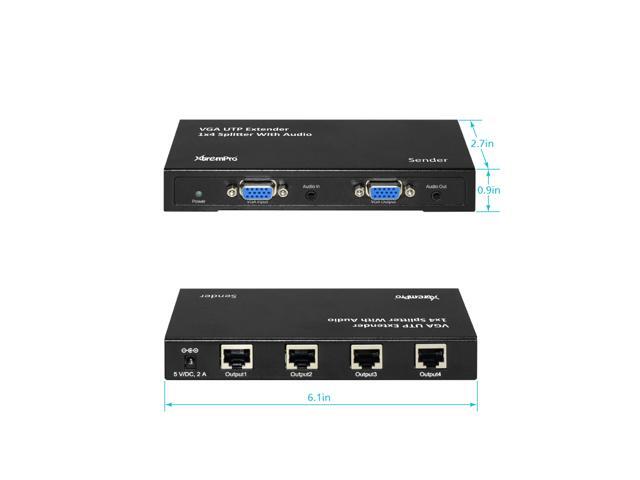 XtremPro 1x4 VGA UTP Extender Splitter w/ Audio, Cat5/6 up to 984feet ...