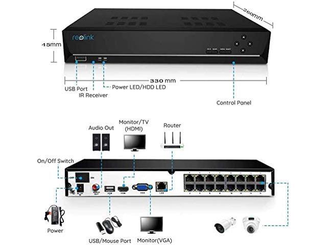 Reolink 16 Channel 4K PoE NVR Support 4K/8MP 5MP 4MP PoE/WiFi Cameras ...