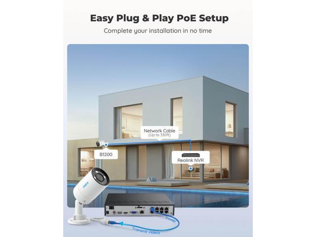 REOLINK 8CH 12MP PoE Security System, 4pcs H.265 12MP Bullet Cameras Wired, Person/Vehicle/Pet ...