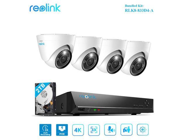 Reolink 8CH 24/7 Surveillance System Kit, 4 pcs 4K Ultra HD RLC-833A ...