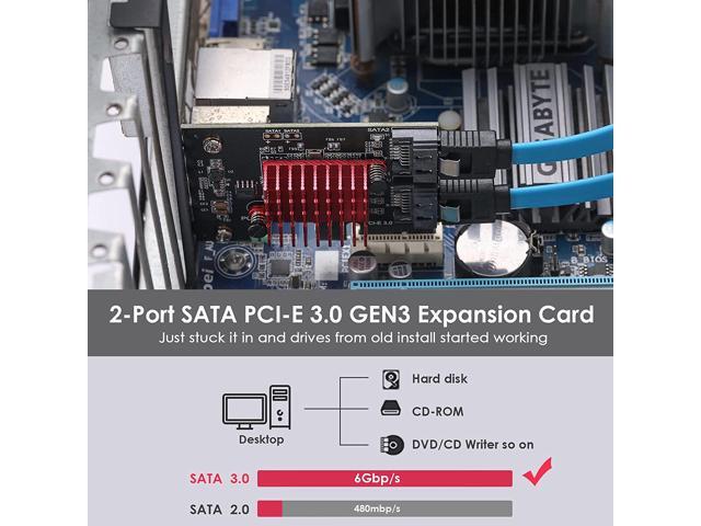 2 SATA expansion card, PCI-E 3.0 GEN3 JMICRON + JMB582 chip, 6Gbit/s ...
