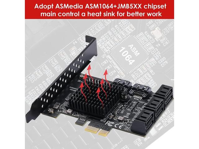 PCIe SATA Card 8 Ports with 8 SATA Cables and Slim Bracket, 6Gbps SATA ...