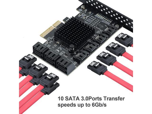 PCIe SATA controller card 10 ports with 10 SATA cables and slim bracket ...