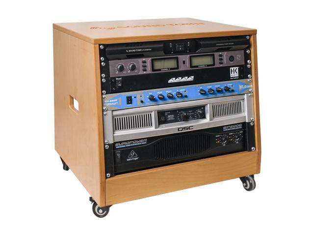 Sound Town DIY Slanted 8U Studio Rack, Plywood, Golden Oak, Rubber Feet ...