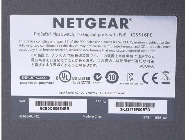 Refurbished: JGS516PE Netgear ProSafe Plus Switch, 16-Port w/ PoE ...