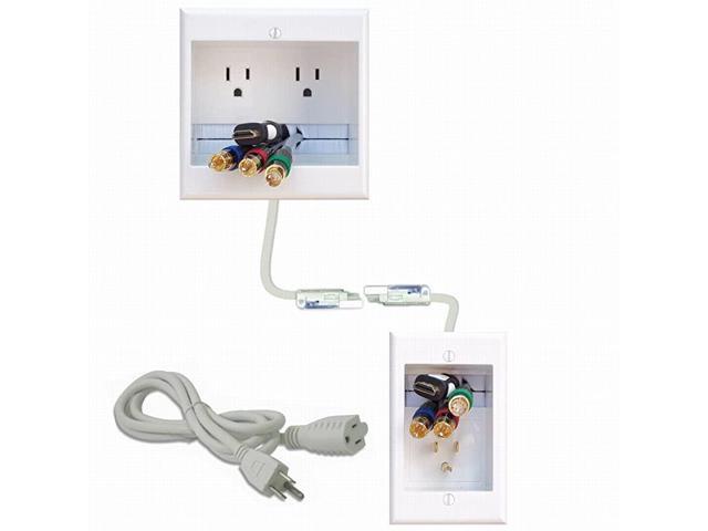 TWOCK Dual Outlet Recessed InWall Cable Management System with ...