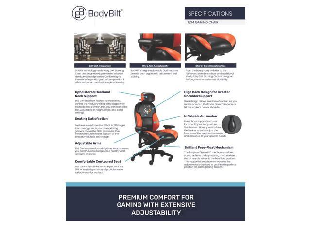 BodyBilt® GX4 Ergonomic Gaming Computer Chair with Extra Large Seat and ...