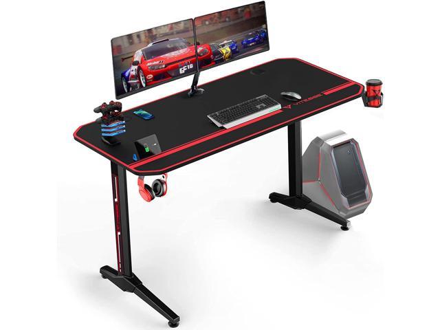 BOSSIN Ergonomic Gaming Desk 55 Inch, T Shaped Office PC Computer Desk ...