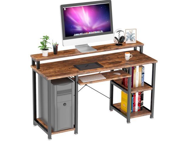 Computer Desk with Monitor Stand Storage Shelves Keyboard Tray,47 ...