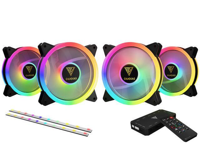 GAMDIAS AEOLUS M2-1204R ELITE 120MM RGB Fans, 2 LED strips and 4 Fans ...