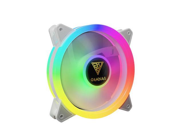 GAMDIAS AEOLUS M2-1204R 120MM RGB Fans WHITE, 4 in 1 Fan Pack with ...