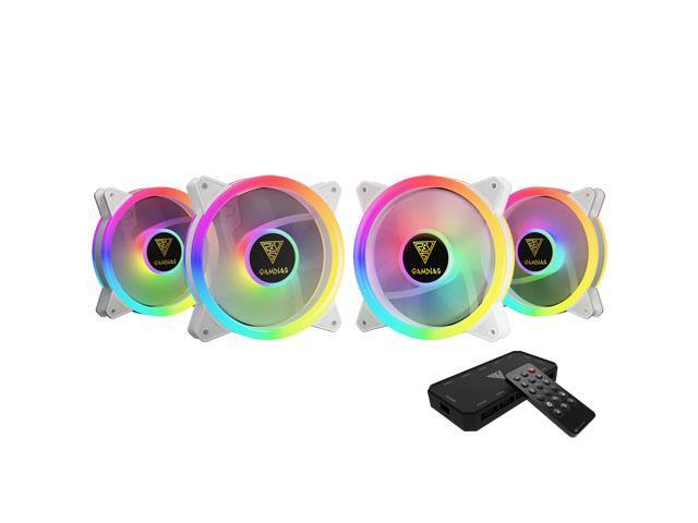 GAMDIAS AEOLUS M2-1204R 120MM RGB Fans WHITE, 4 in 1 Fan Pack with ...