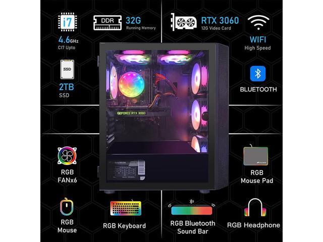 STGAubron Gaming PC,Intel Core i7-8700 up to 4.6G,32G DDR4,2T SSD,WiFi ...