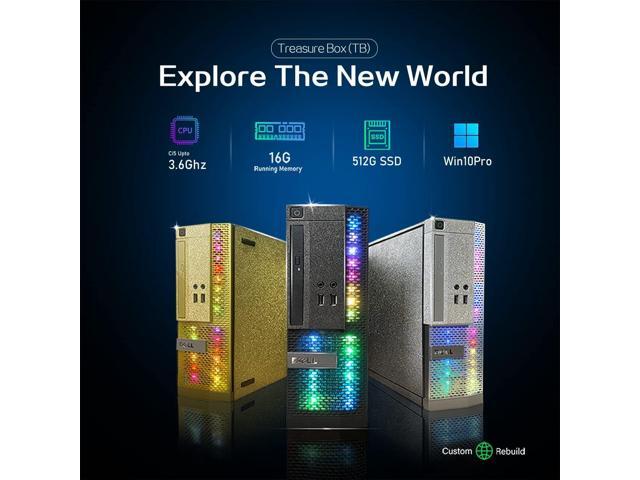 Refurbished: PC Gold Treasure Box RGB Dell Desktop Quad Core I5 up to 3 ...
