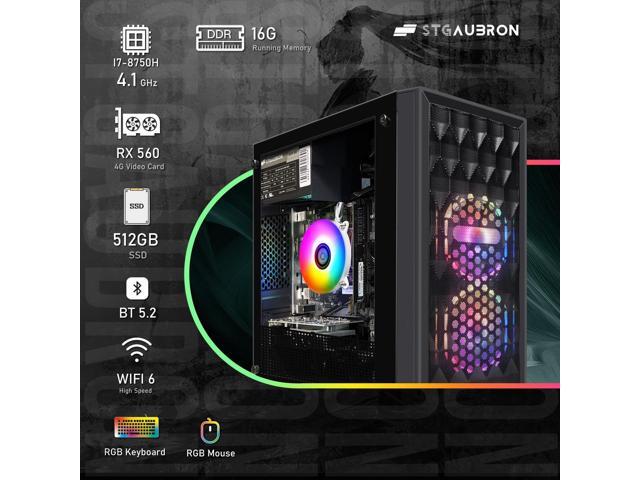 STGAubron Gaming PC Computer Desktop, Radeon RX 560 4G, Intel Core I7 ...
