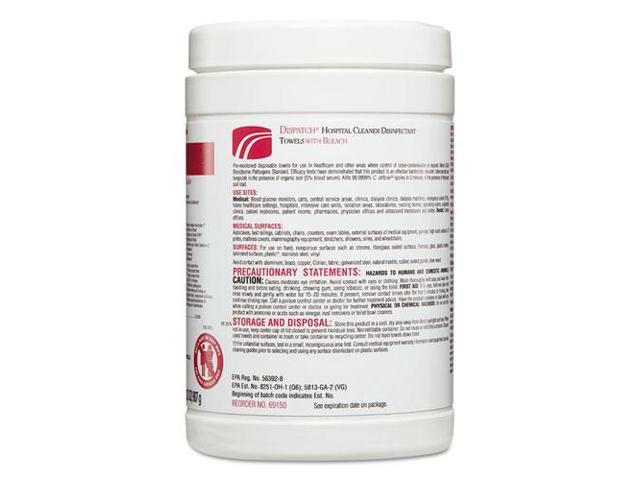 Clorox CLO 69150 Dispatch Hospital Cleaner Disinfectant Towels with ...