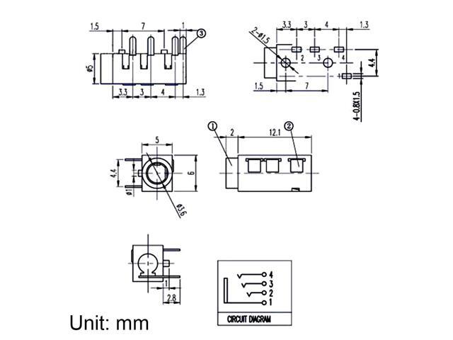 3.5 mm Audio Jack Connector PCB Mount Female Socket 4 Pin PJ-320A 20pcs ...