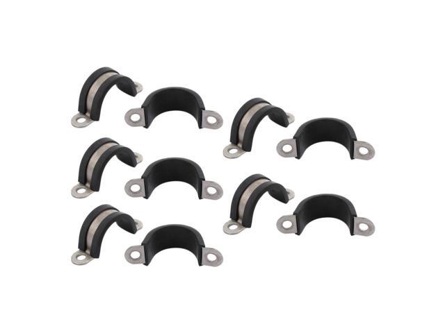 10Pcs 25mm Dia Rubber Lined U Shaped Stainless Steel Hose Pipe Clips ...