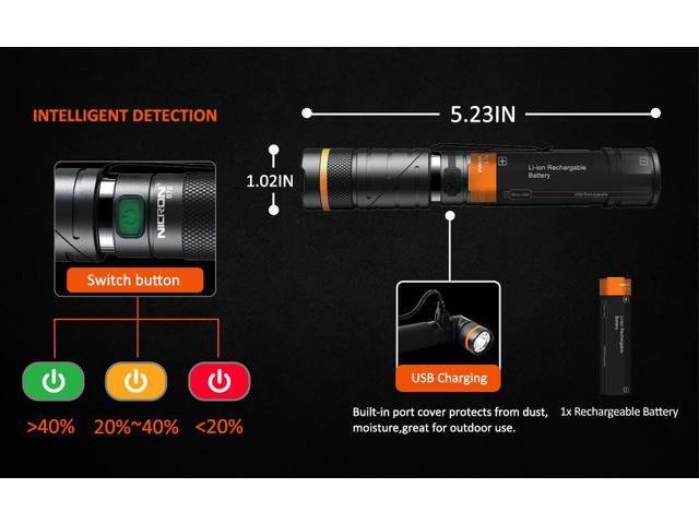 NICRON Magnet 90 Degree Rechargeable LED Flashlight Handfree Ultra High ...