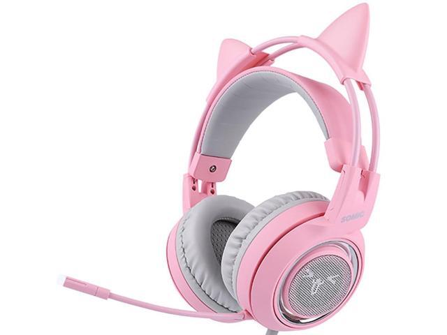 SOMIC G951 Pink Cat Headphones Virtual 7.1 Noise Cancelling Gaming ...