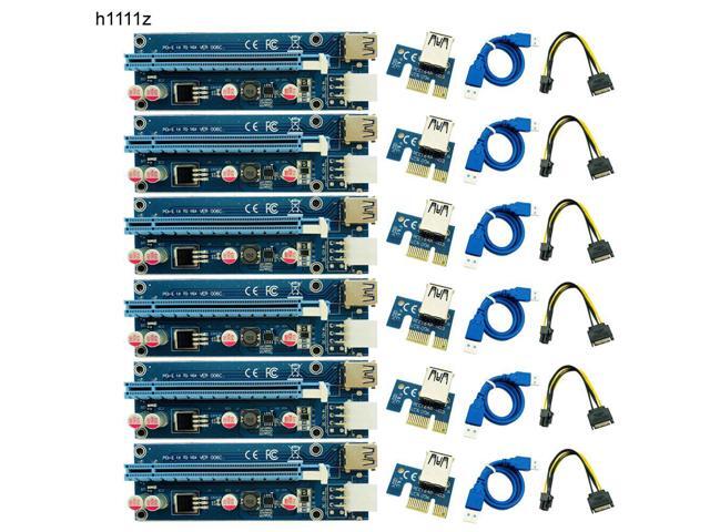 6-Pack 006C Riser USB 3.0 PCI-E PCI Express Riser Card 1x to 16x GPU Extender Adapter Cable 60cm ...