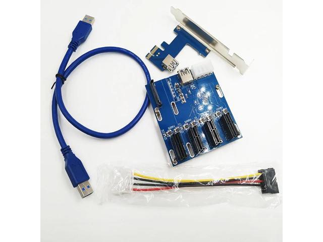 PCI-E to PCIe Riser Card Adapter 4-port PCI-Express 1X Slot Expansion ...