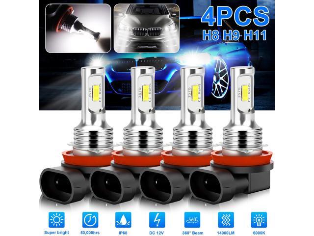 4x H8 H9 H11 Super White LED Headlight Bulbs Conversion Kit High Low ...