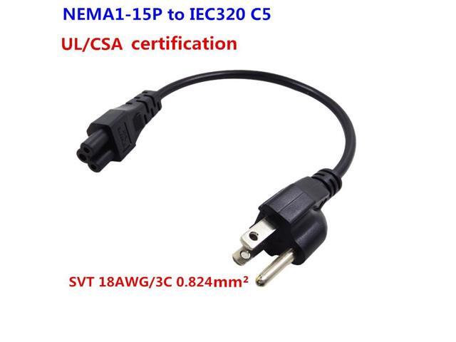American US 3pin Mickey Mouse AC Power short Cord, USA Nema 5-15P male ...