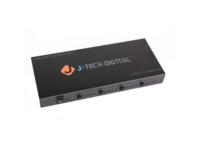 J-Tech Digital ProAV Ultra HD 4K HDMI Matrix 4X4 Switcher 4 Ports Inputs and 4 Port Outputs ...
