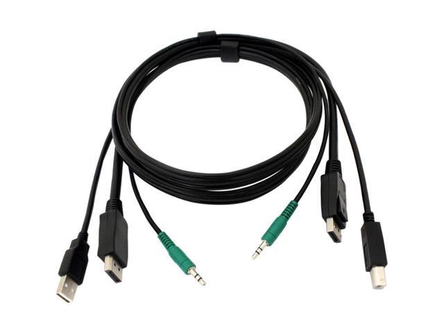 Black Box Secure DisplayPort KVM Cable - USB A-B, 3.5mm Audio, 6-ft ...
