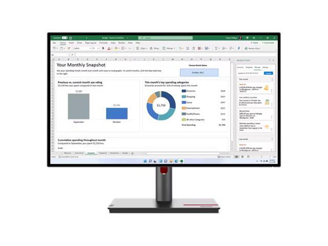 Refurbished: Lenovo Thinkvision P27H-30 27" Monitor 1HDMI 0VGA 7USB ...