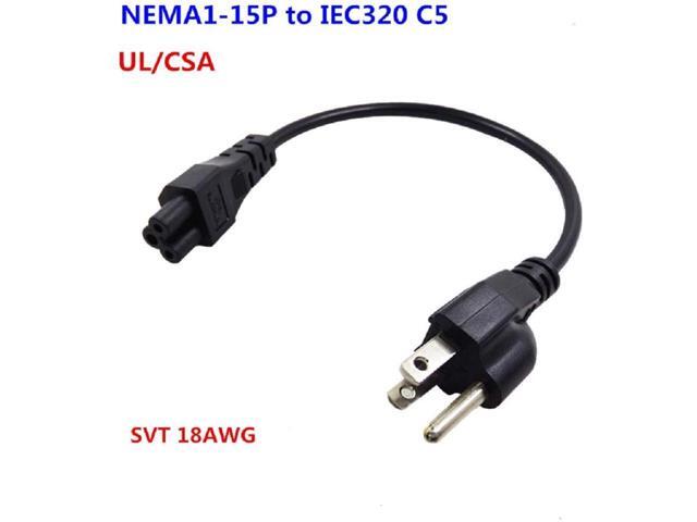 US 3Pin Mickey Mouse Power Cord AC Power short Cord, USA Nema 5-15P Male to IEC320 C5 Female ...