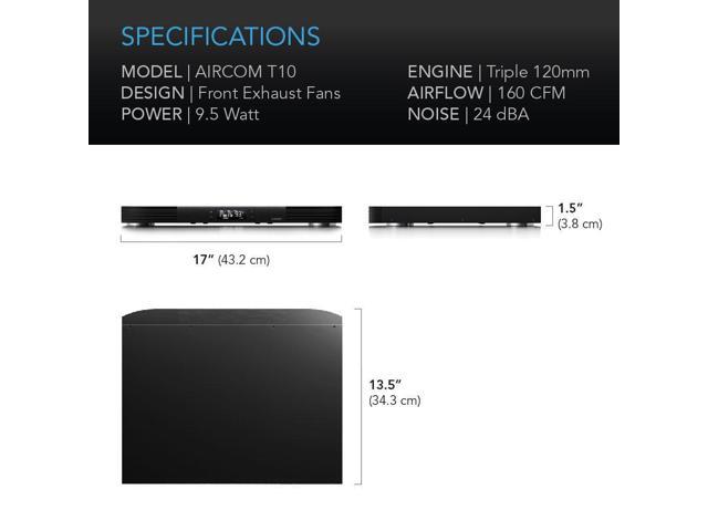 ac infinity aircom t10, quiet cooling blower fan system 17" front ...